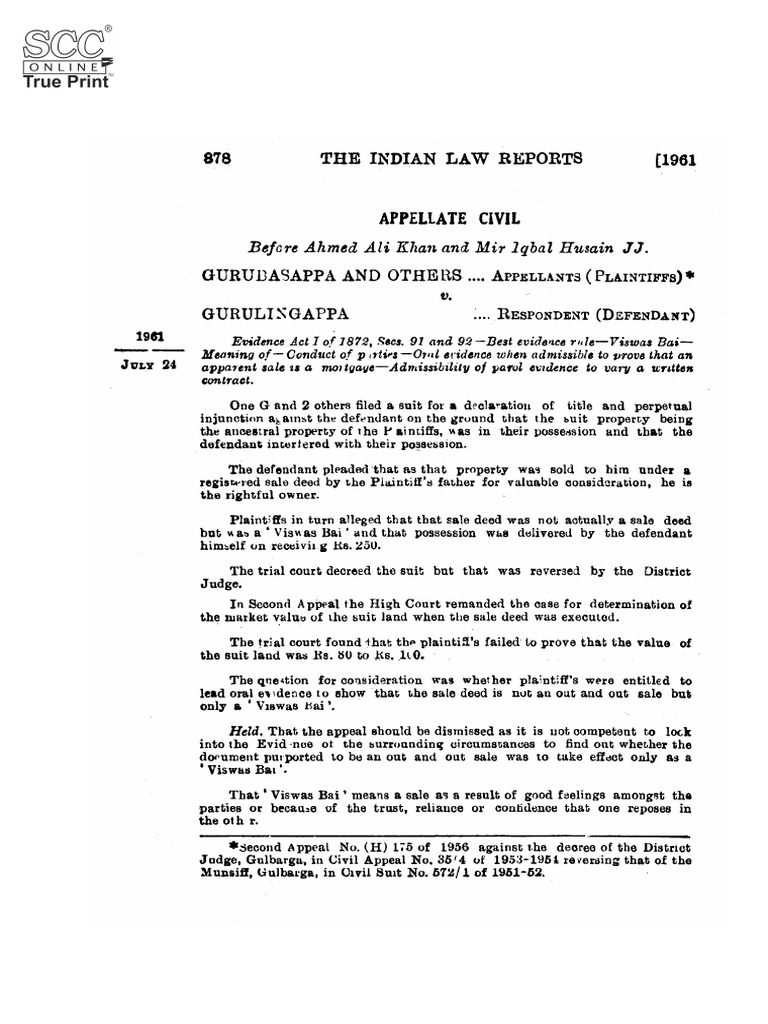 Gurubasappa v. Gurulingappa, 1961 SCC OnLine Kar 106 | PDF