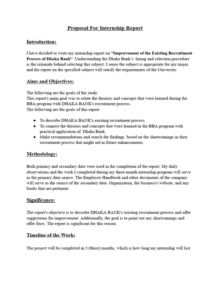 Internship Report Proposal | PDF