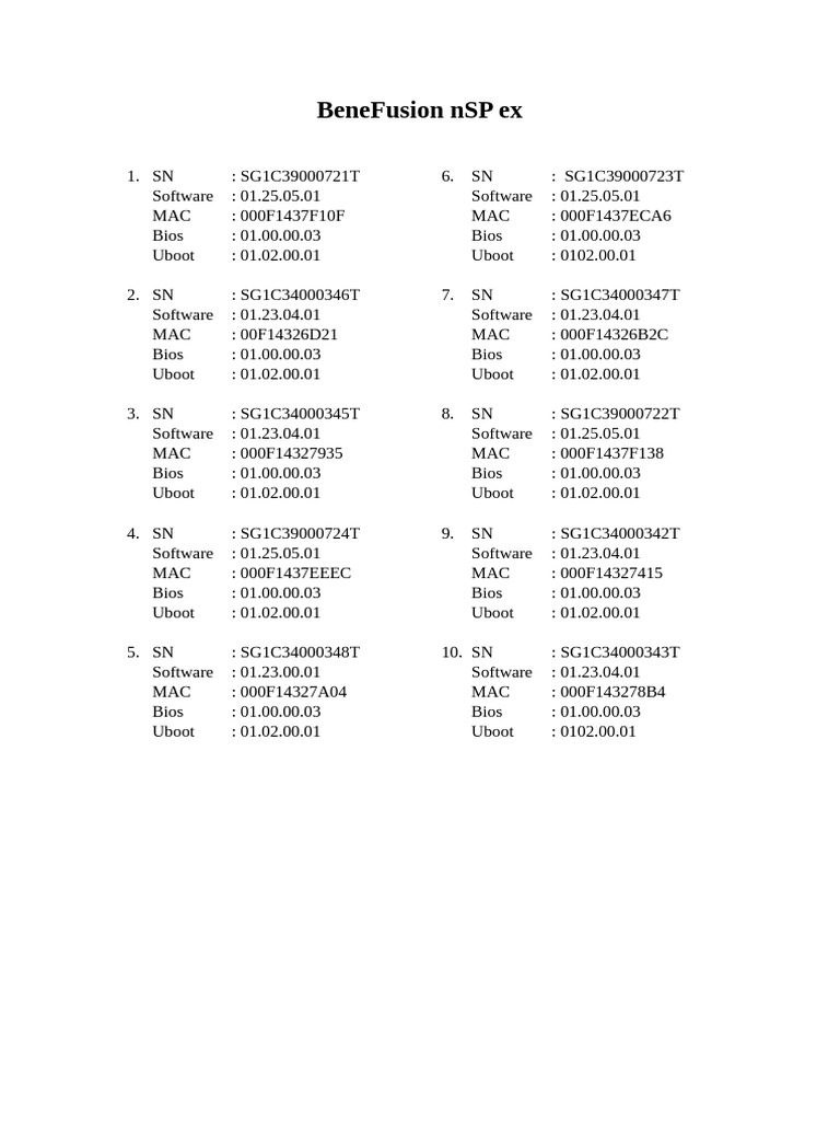 BeneFusion NSP Ex | PDF
