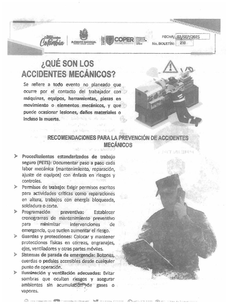 Boletin 210 Recomendaciones para La Prevencion de Accidentes Mecanicos ...