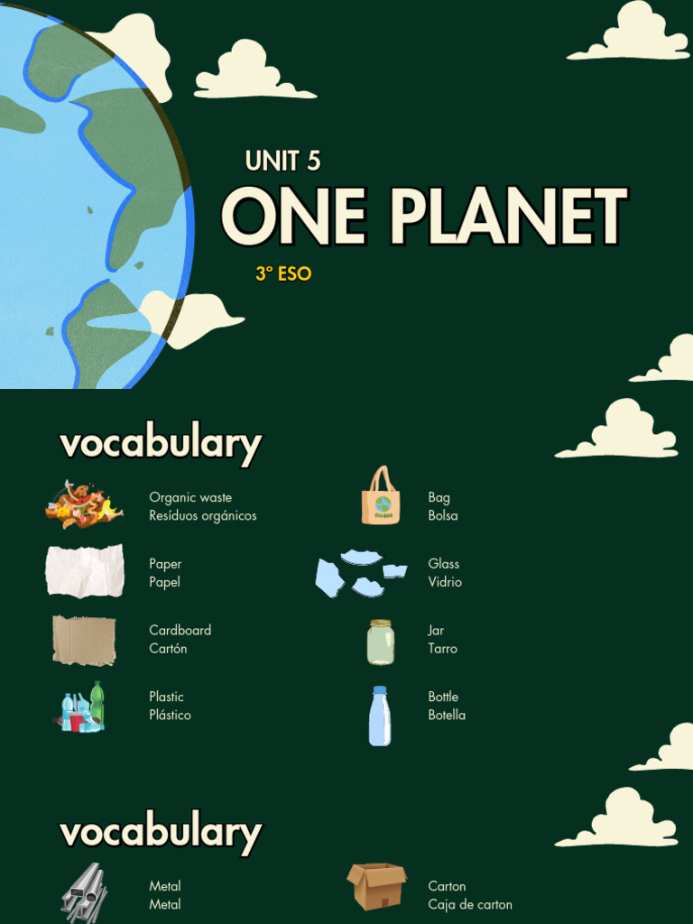 Unit 5 Vocabulary - One Planet - 3eso | PDF