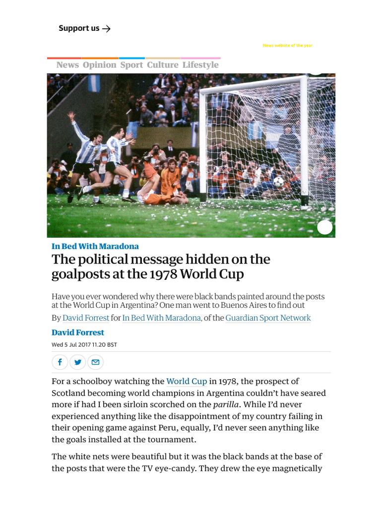 The Political Message Hidden On The Goalposts at The 1978 World Cup ...