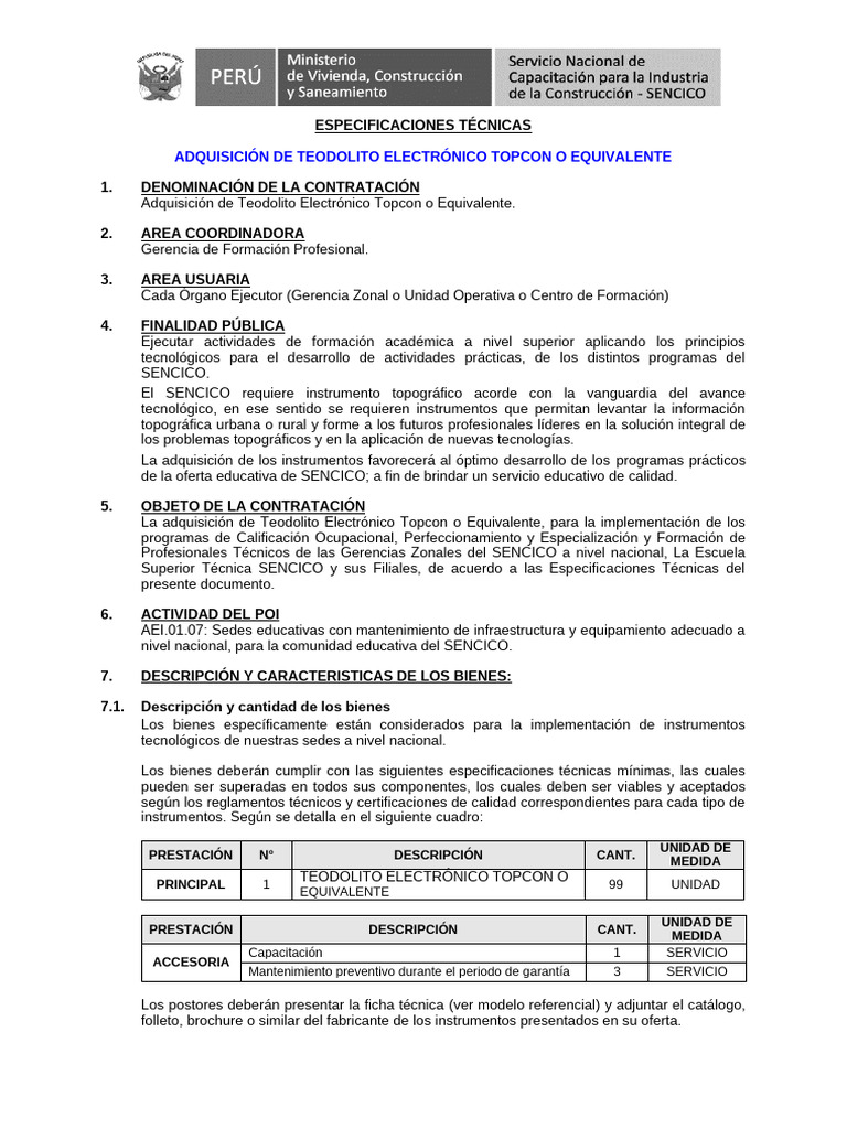 Anexo 4-EETT ESTAND Teodolito Electronico Ver02 | PDF | Bancos ...