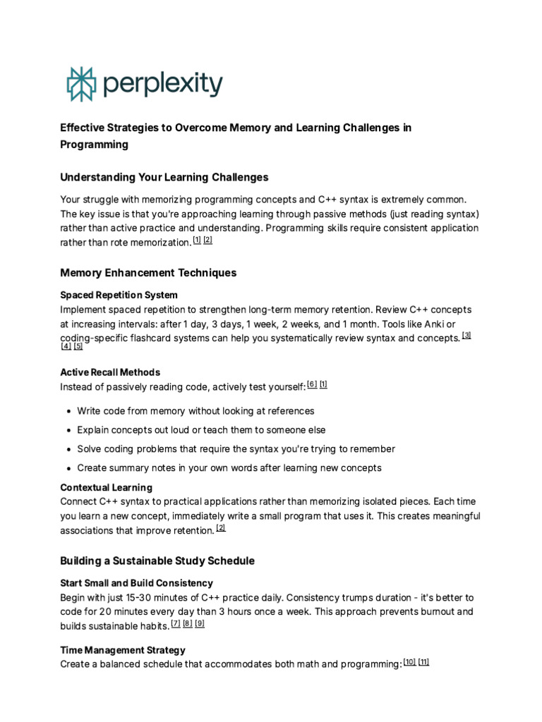 Effective Strategies to Overcome Memory loss and Learning | PDF ...