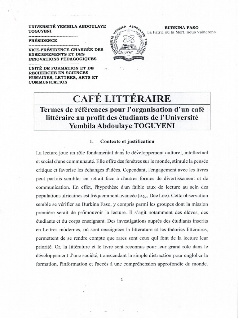 TDR Cafe Litteraire | PDF