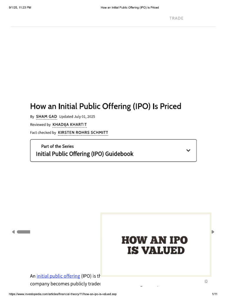 How An Initial Public Offering (IPO) Is Priced | PDF