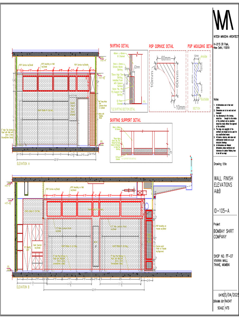 Wall Finish Elevation A B | PDF