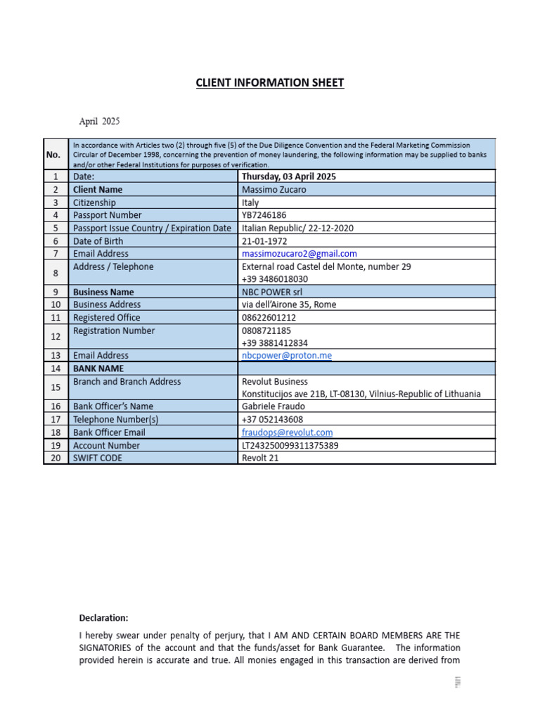 Cis Form Blank Rev. 1.0 | PDF