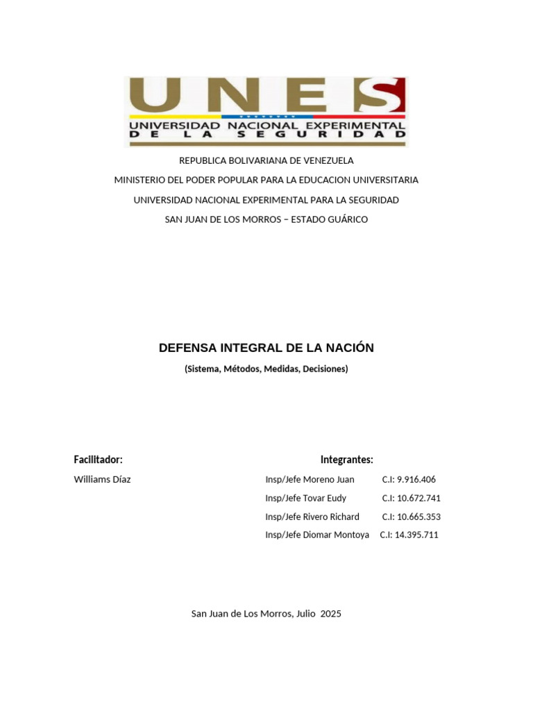 Defensa Integral de la Nación en Venezuela | PDF | Valores | Venezuela