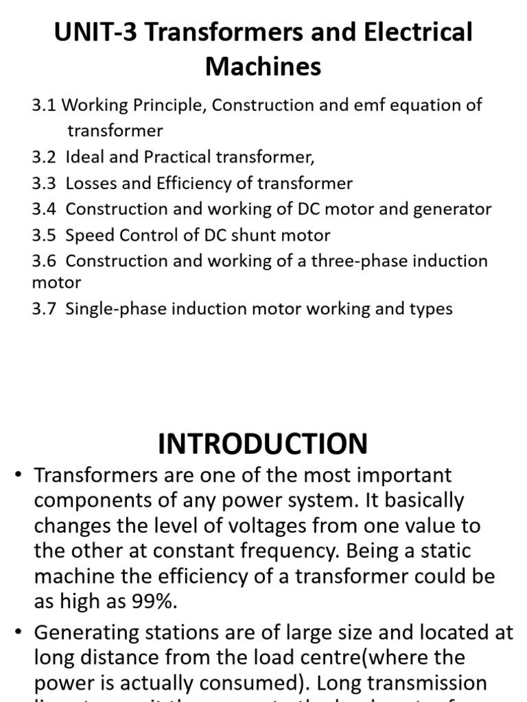 Unt 3-Transformers & Electrical Machines | PDF | Transformer | Electric Motor