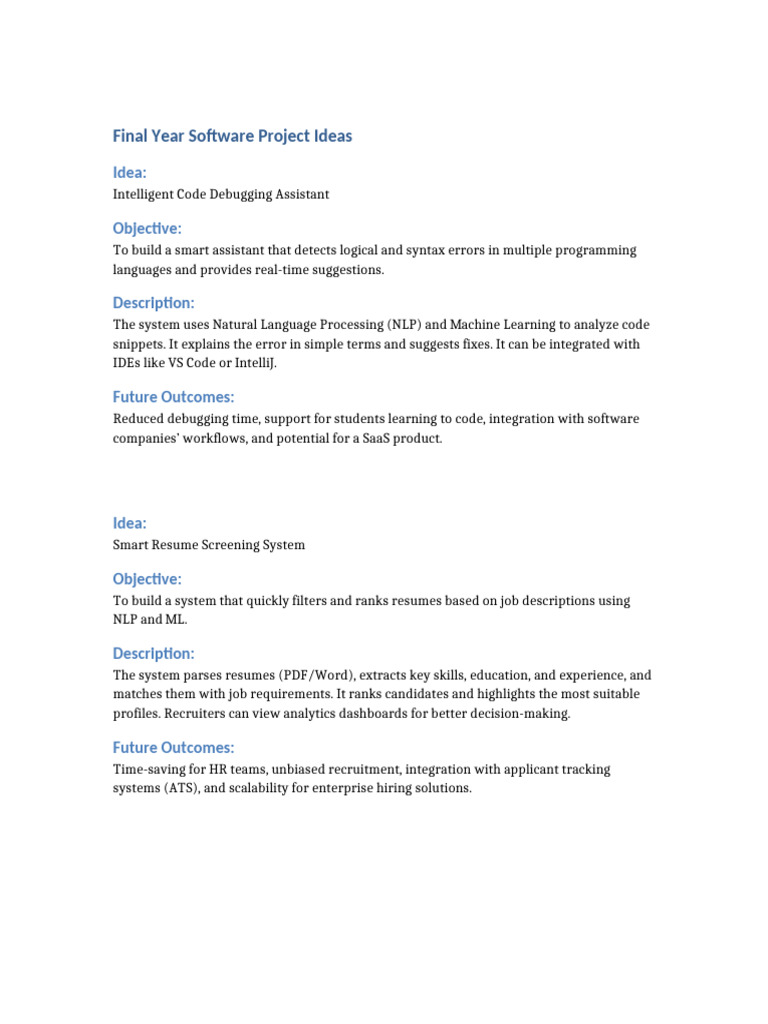 Software Project Ideas | PDF