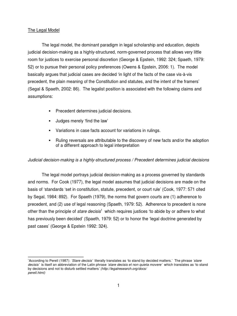 11 Handout Legal Model | PDF | Precedent | Judiciaries