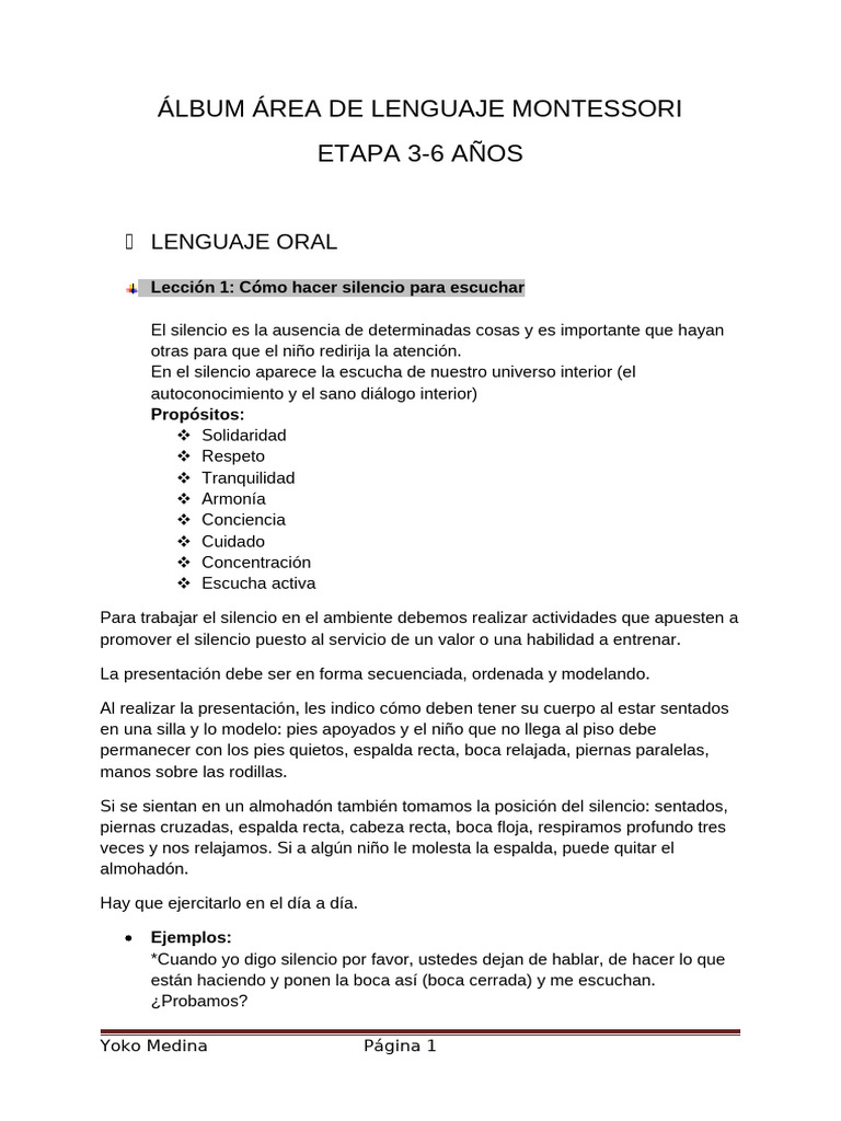 Álbum de Lenguaje Montessori | PDF | Alfabeto | Lingüística