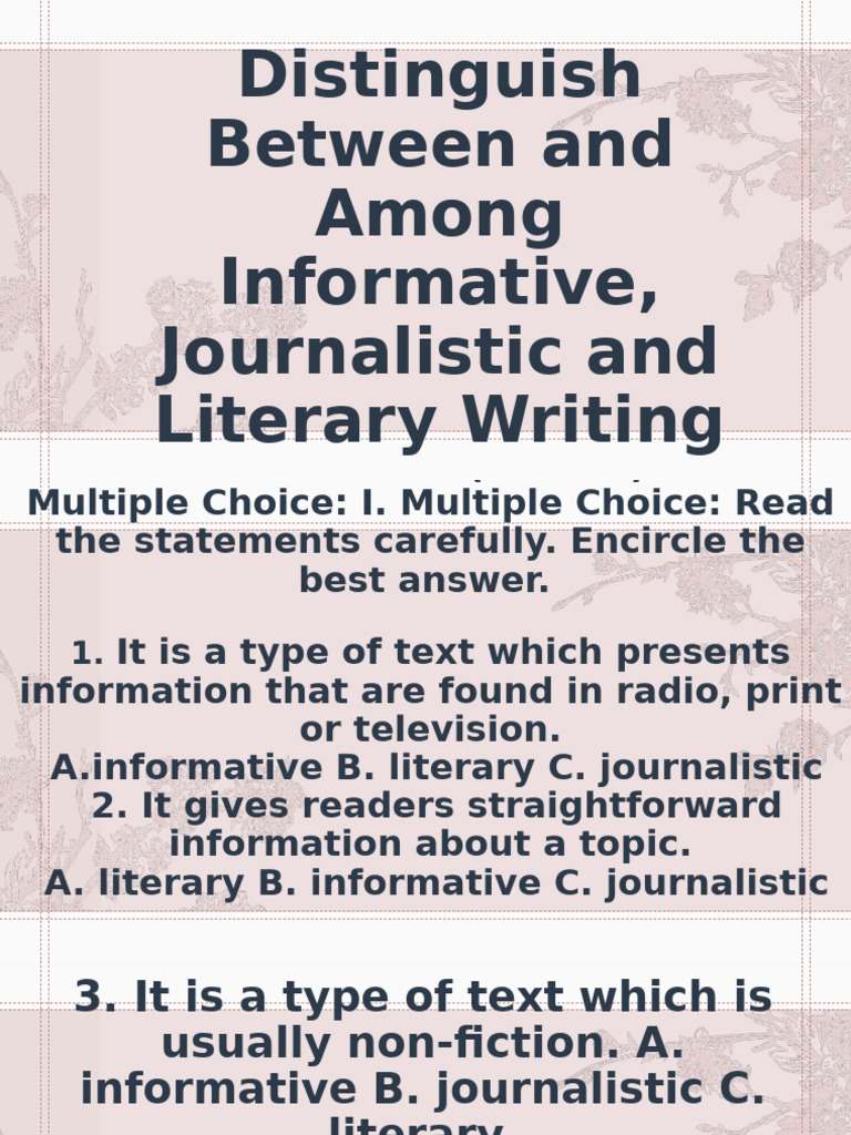 Distinguish Between & Among Informative | PDF | Journalism | Creative ...