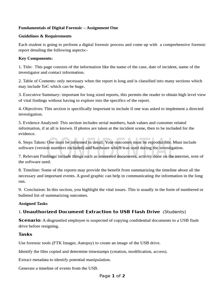 Fundamentals of Digital Forensic Assignment One | PDF | Digital Forensics | Computing