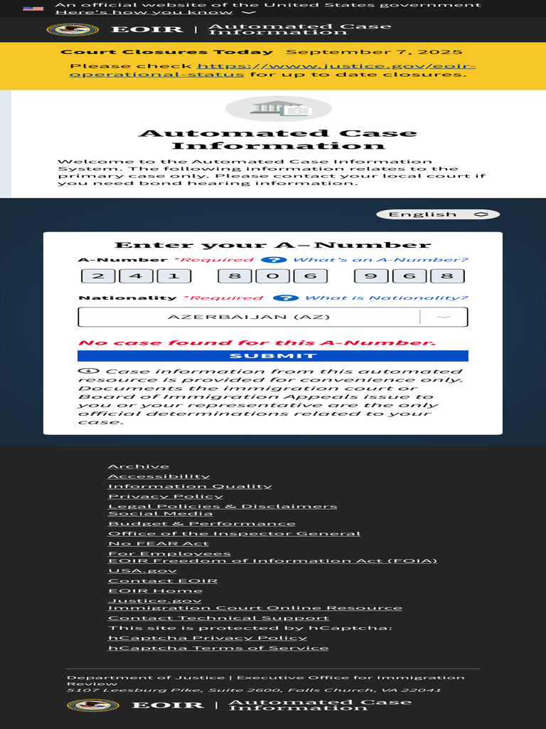 EOIR Automated Case Information System | PDF | Separation Of Powers ...