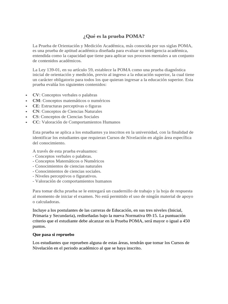 ¿Qué es la prueba POMA? | PDF