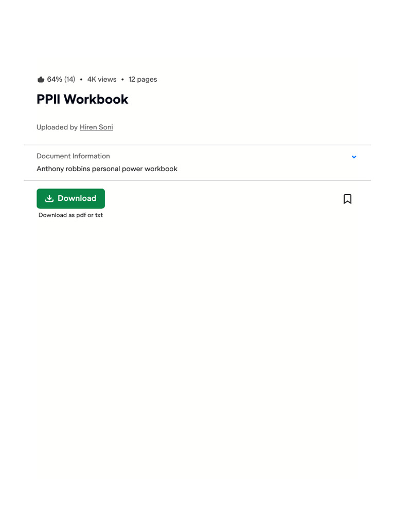 Anthony Robbins Personal Power Workbook | PDF | Scribd