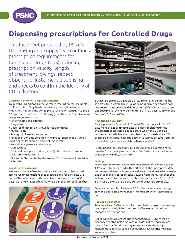 Controlled Drugs Prescription Guidelines | PDF | Medical Prescription ...