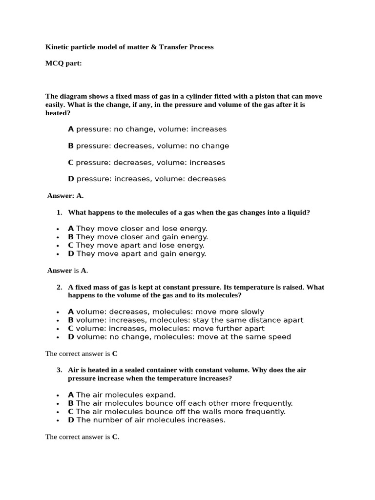 Kinetic Particle Model of Matter CT | PDF | Gases | Liquids