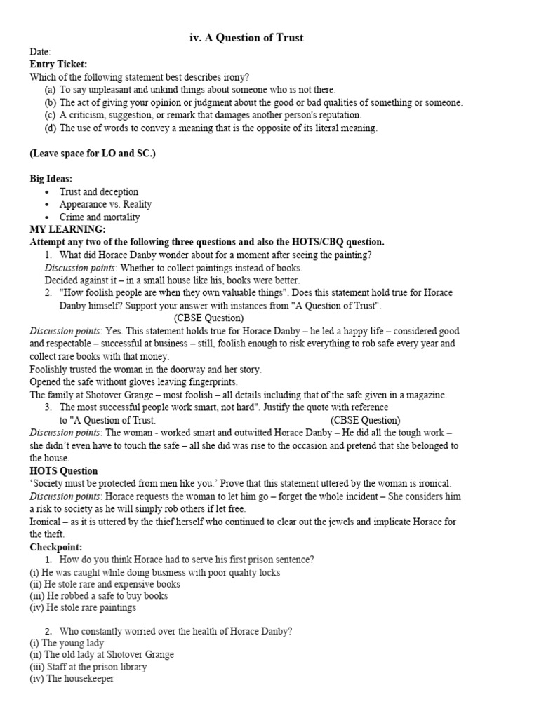 IV. A Question of Trust | PDF | Theft
