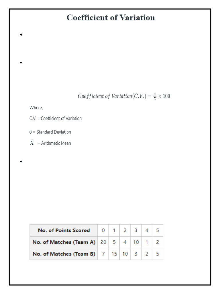 Coefficient of Variation Explained | PDF | Coefficient Of Variation ...