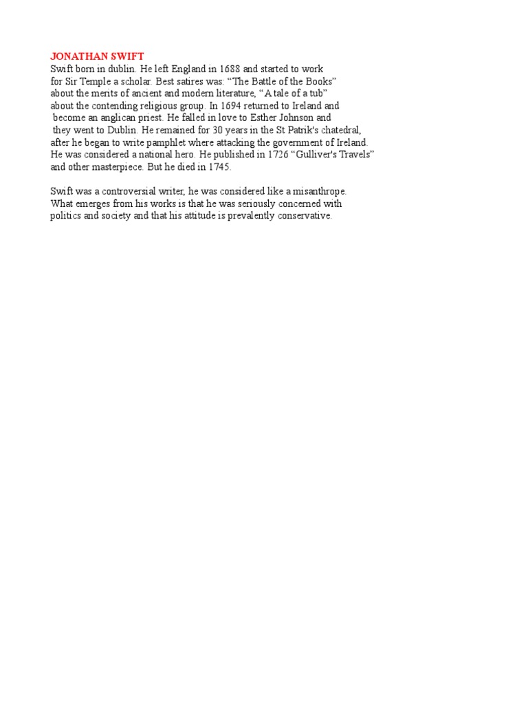 Jonathan Swift's Gulliver's Travels Analysis | PDF | Jonathan Swift