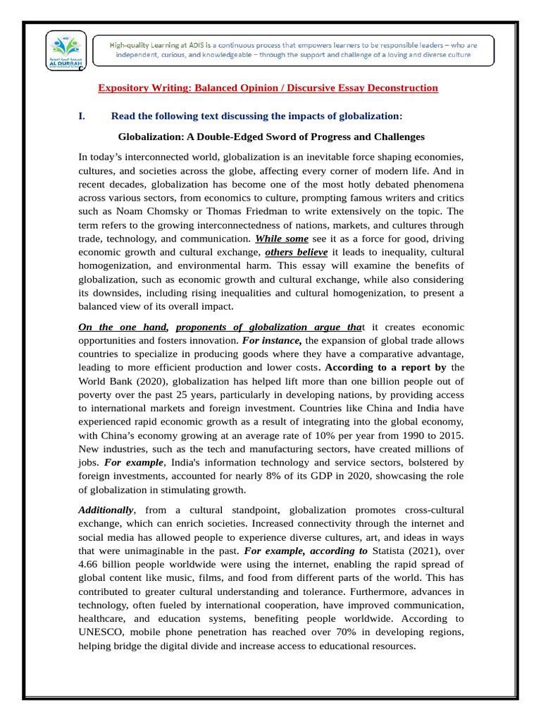 Globalization (Discursive Essay Sample) - Deconstruction | PDF ...