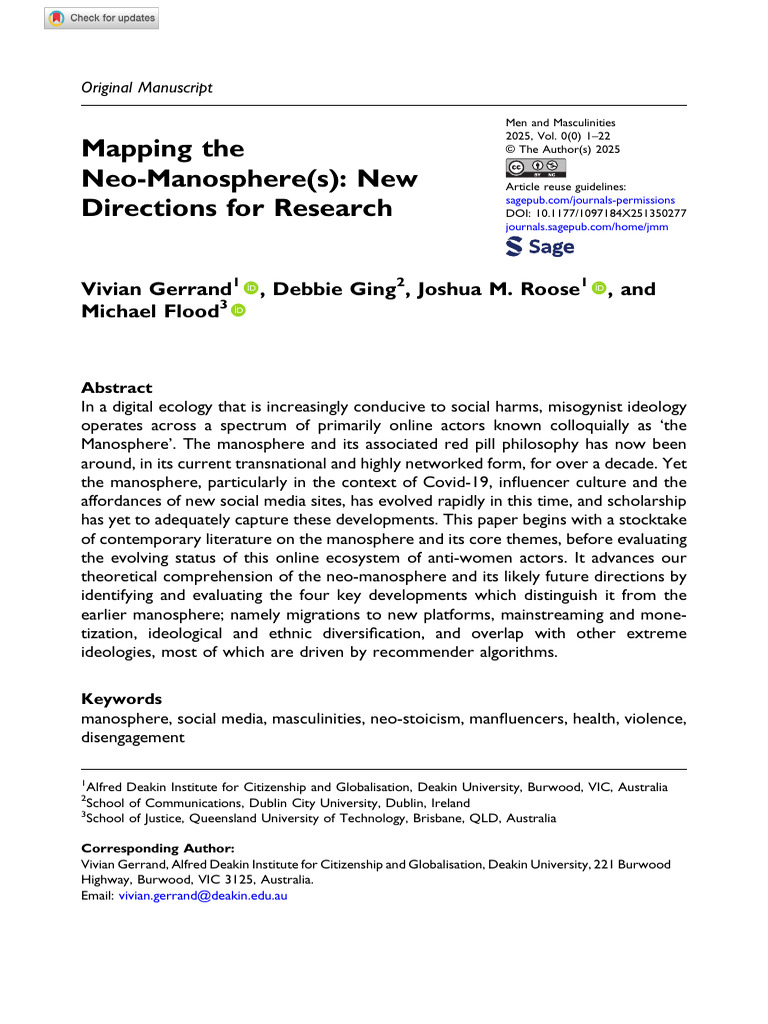 Neo-Manosphere: Trends and Research Insights | PDF | Misogyny | Masculinity