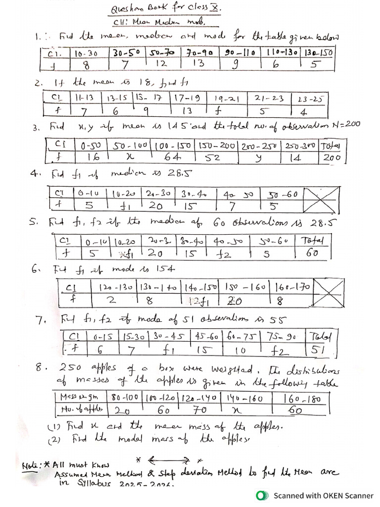 Question Bank of Chapter - Statistics Area of Circle, Sector, Segments ...