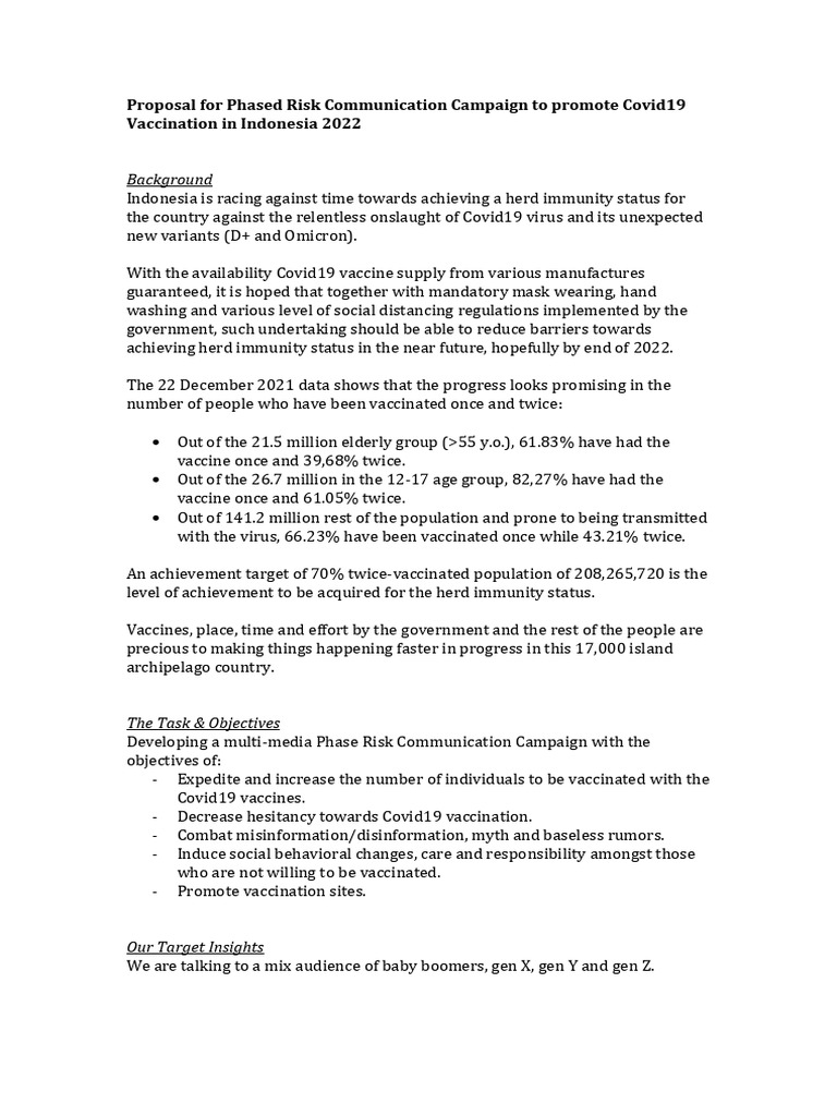 Proposal For Phased Risk Communication Campaign To Promote Covid19 ...