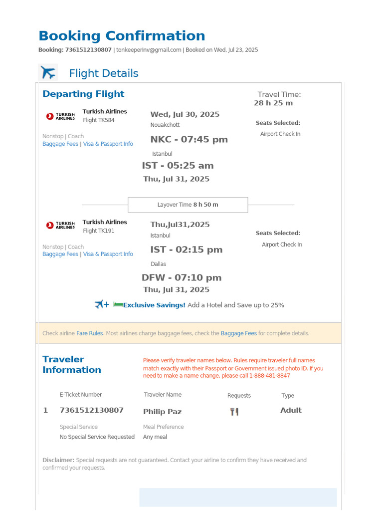 Flight Booking Confirmation Details | PDF | Fee