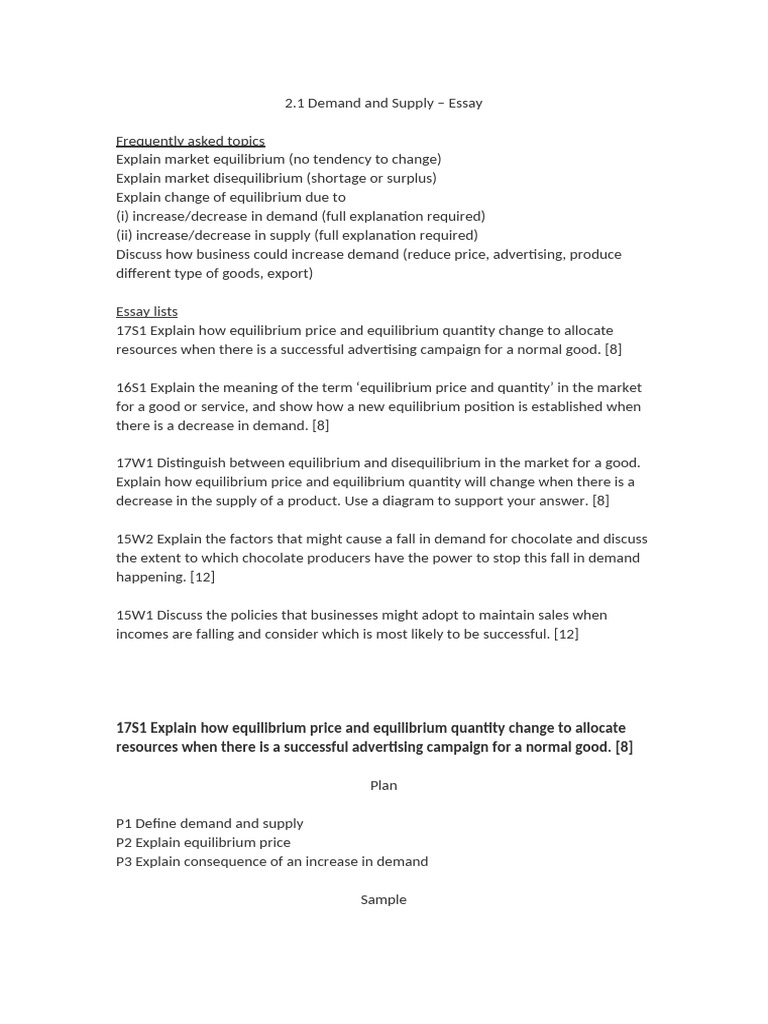 Demand and Supply: Market Equilibrium Explained | PDF | Economic ...