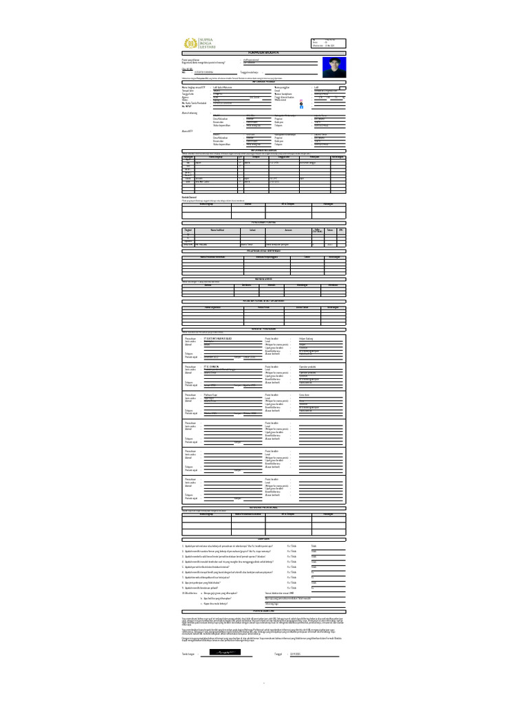 Formulir Biodata - Supra Boga Lestari. | PDF