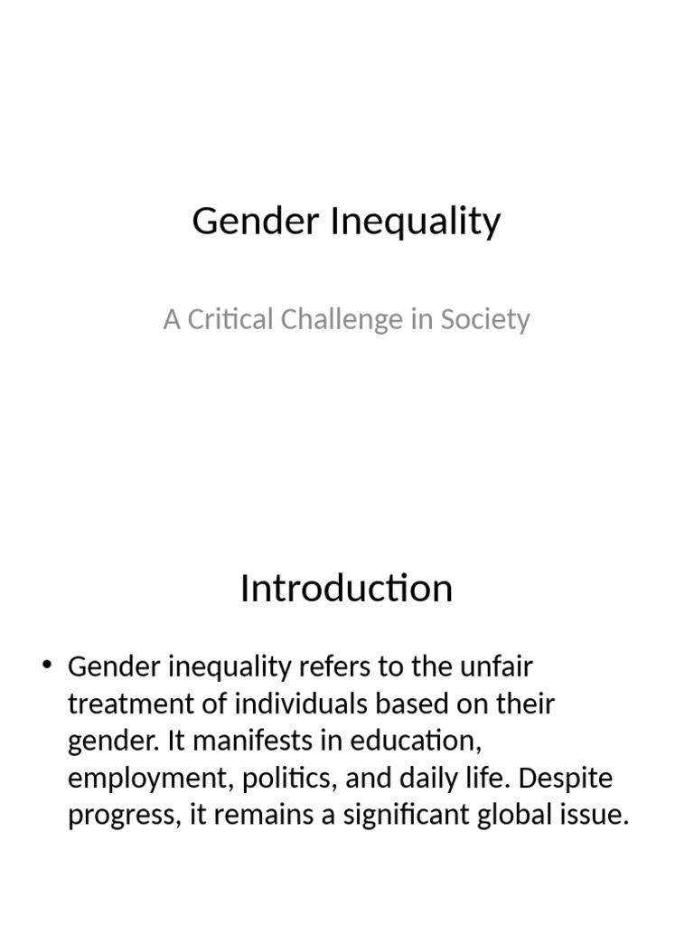 Gender Inequality Presentation | PDF