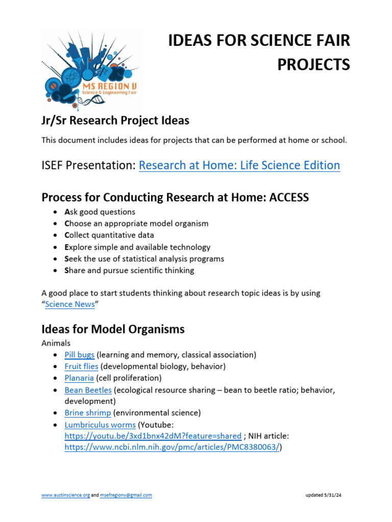 Science Fair Project Ideas Guide | PDF | Gene Expression | Plants