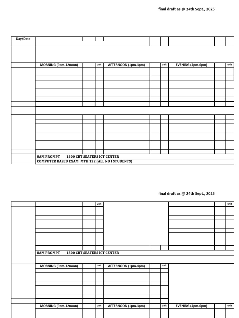 Moshood Abiola Poly Exam Timetable 2025 | PDF