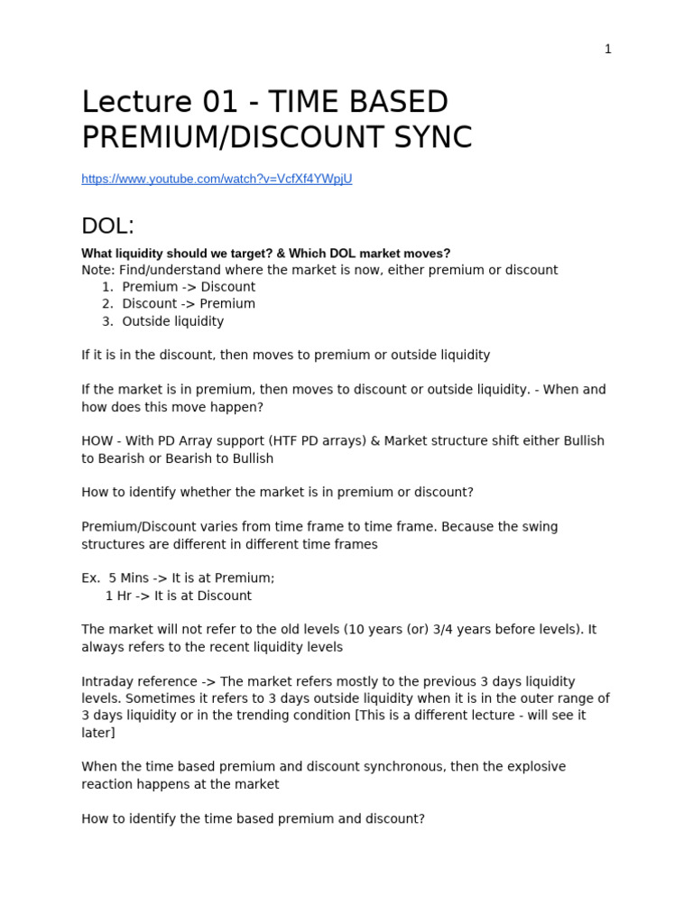 Lecture 01 & 02 - Time Based Prem - Dis Sync | PDF | Market Trend ...