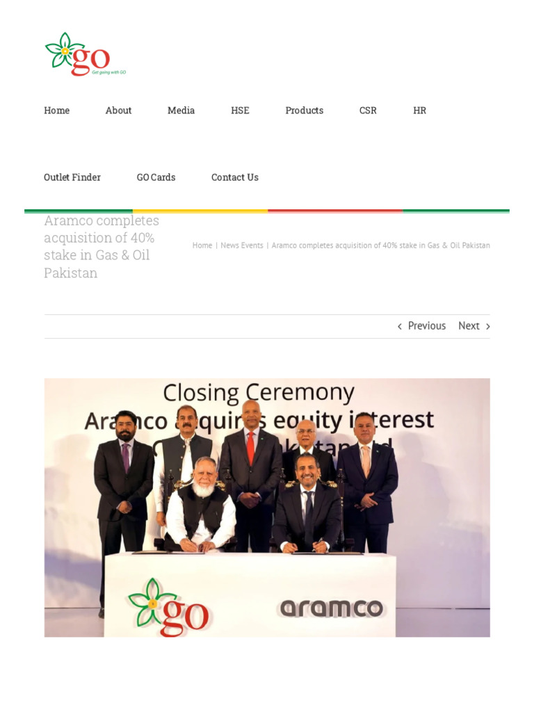 Aramco Completes Acquisition of 40% Stake in Gas & Oil Pakistan - Gas ...