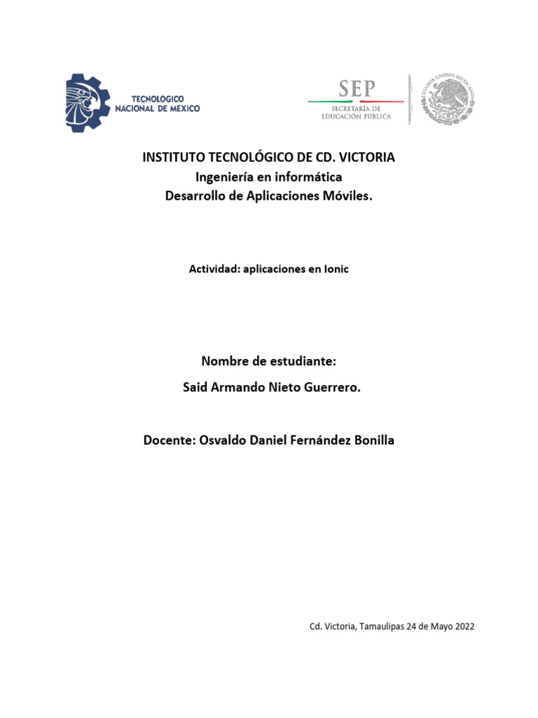 Nieto Guerrero Said Armando - Programas en Ionic | PDF