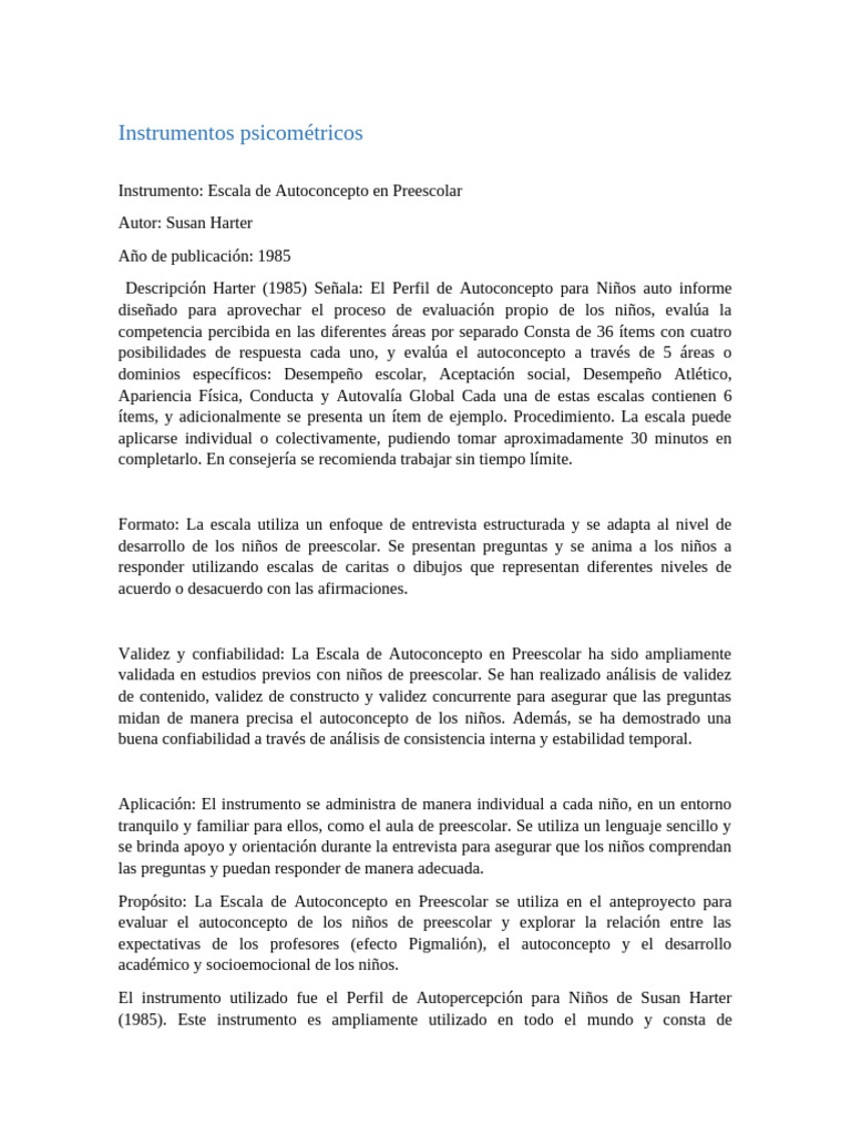 Instrumentos Psicométricos | PDF | Validez (Estadísticas) | Educación ...