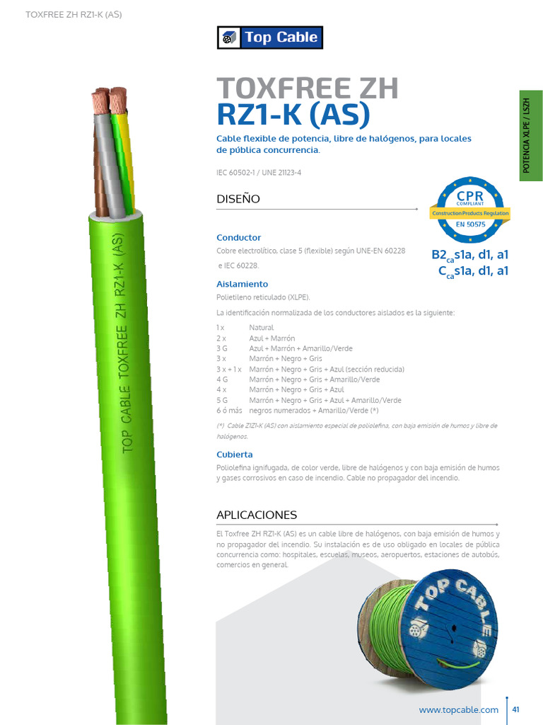Cable Toxfree ZH RZ1-K (AS) LSZH | PDF | Materiales | Electricidad