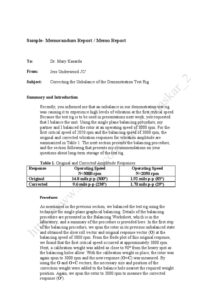 Sample - Memorandum Report Memo Report | PDF | Bracket | Orthography