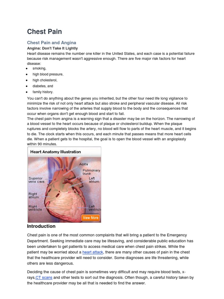 Chest Pain | PDF | Angina Pectoris | Thorax