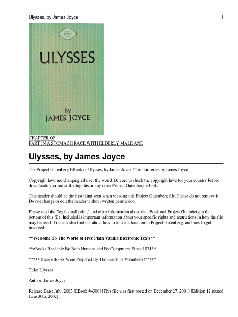 Ulysses by James Joyce | PDF | Project Gutenberg | E Books