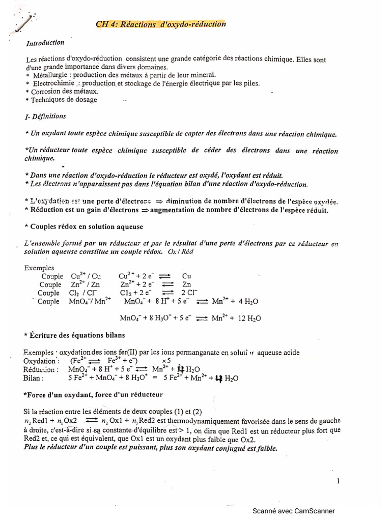 Chap4 (Oxydo Reduction) | PDF