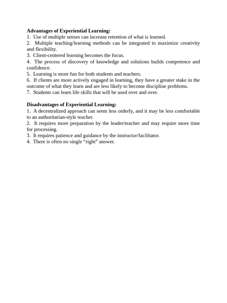 Advantages of Experiential Learning | PDF
