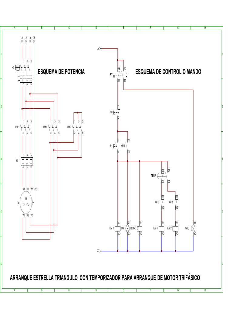 Diagrama Arranque Estrella Triangulo Temporizado | PDF
