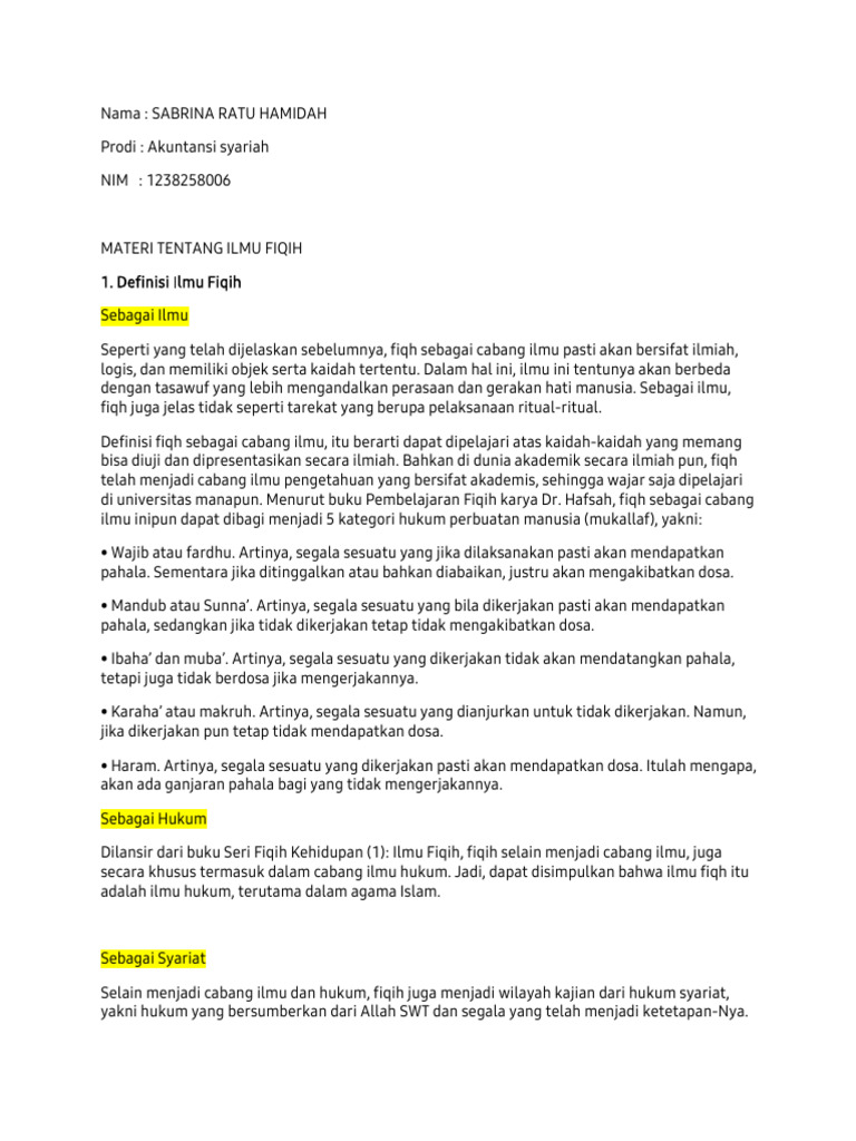 Contoh Tugas Resume Fiqih | PDF