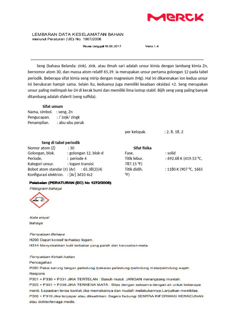 Lambang dan Sifat Unsur Zink | PDF